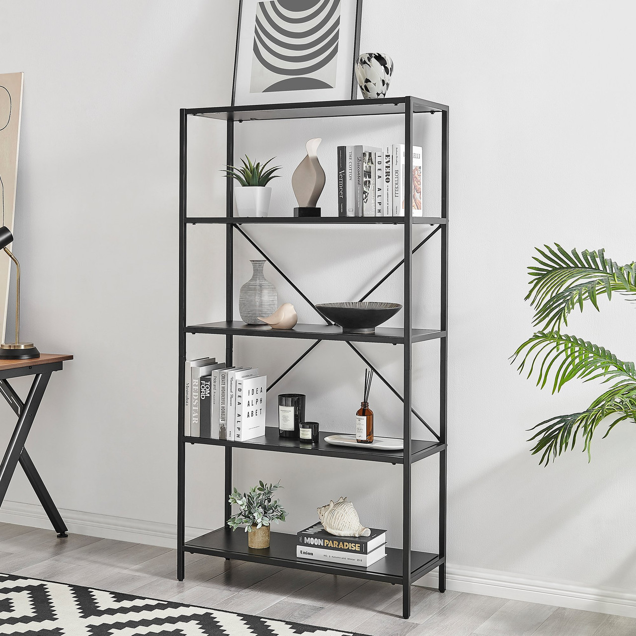 Ashton Box Shelf Unit Black Metal and Black Shelves